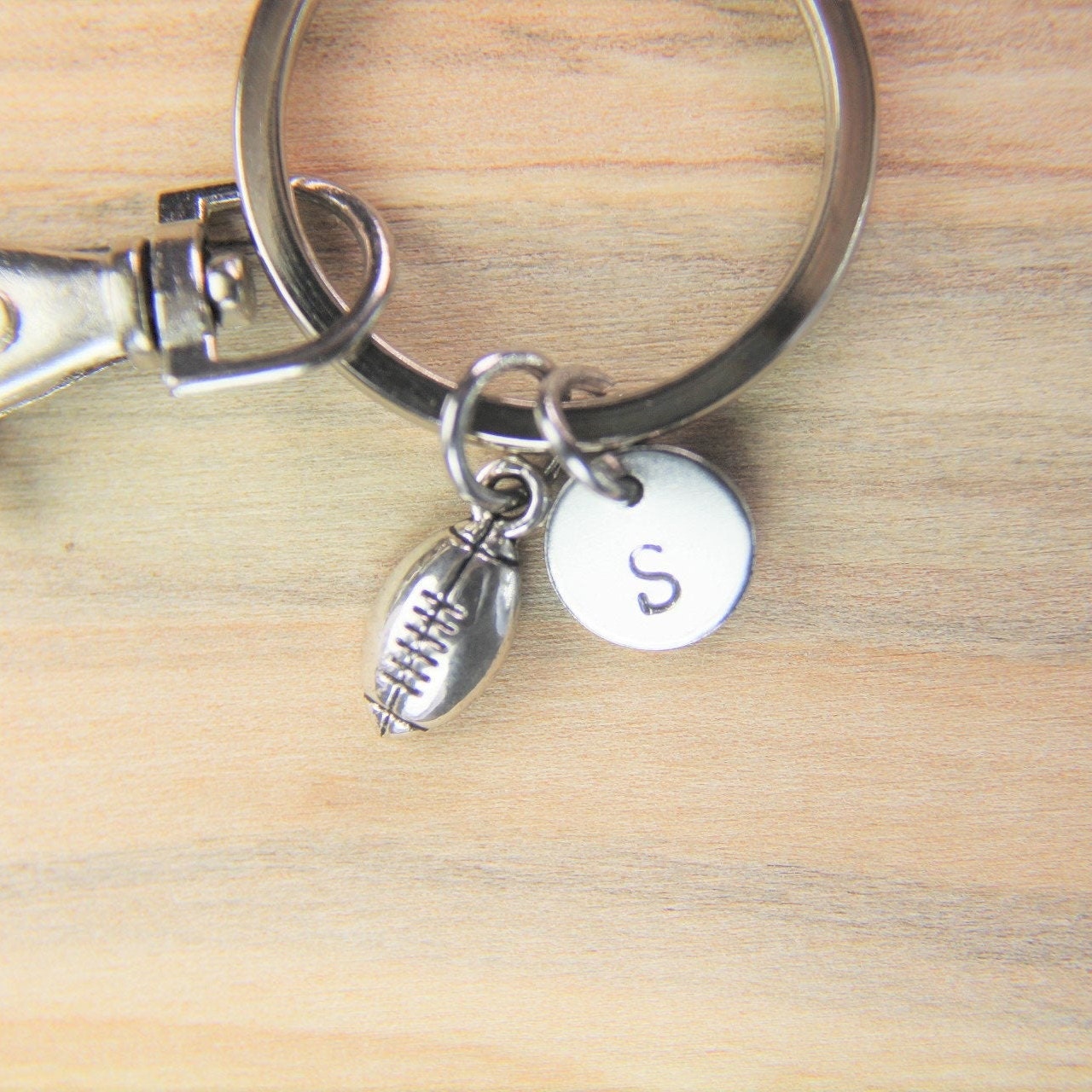 Silver Football Charm Keychain Football Keychain Football Key - Etsy.de