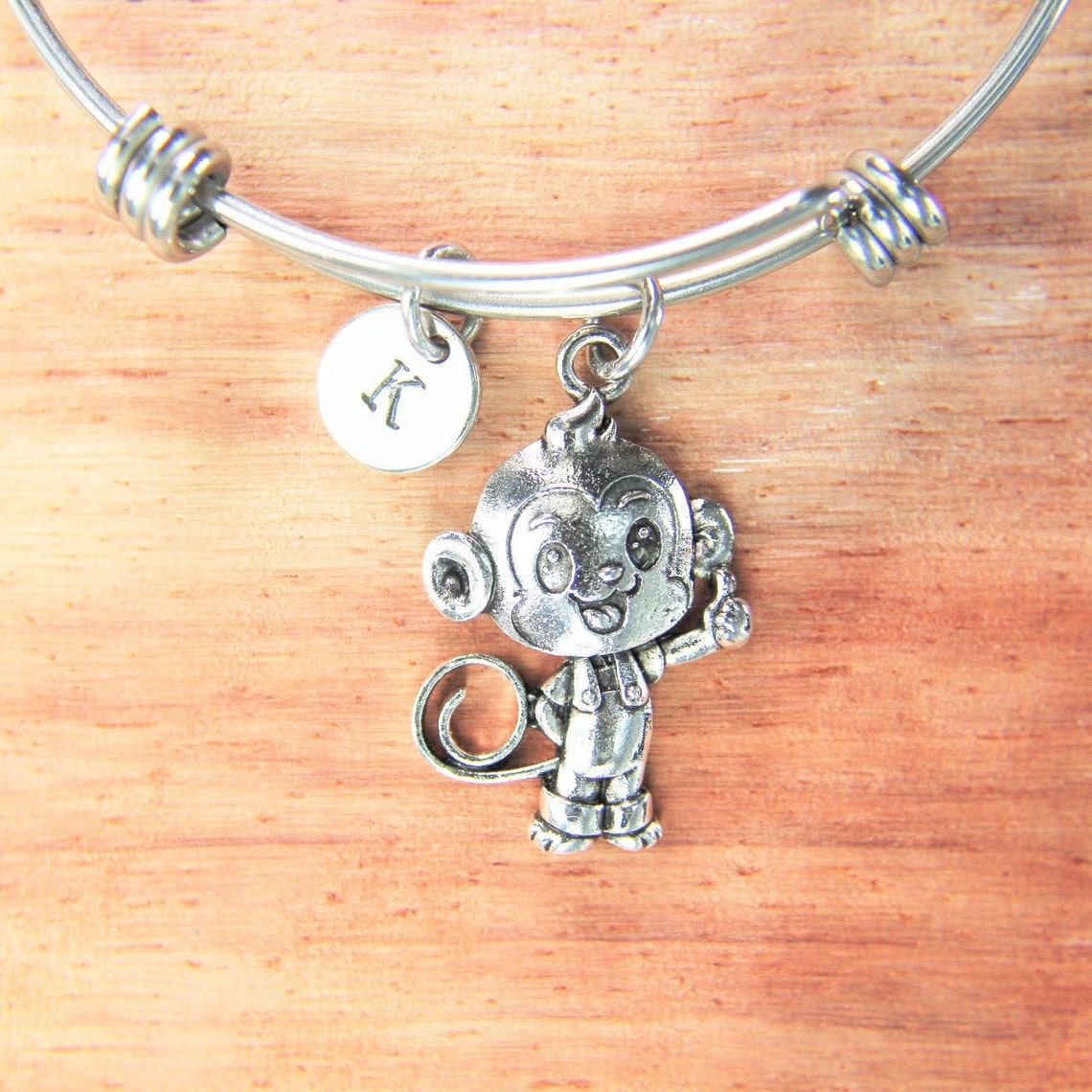 Monkey Bangle Silver Monkey Charm Bracelet Mild Monkey Gift | Etsy
