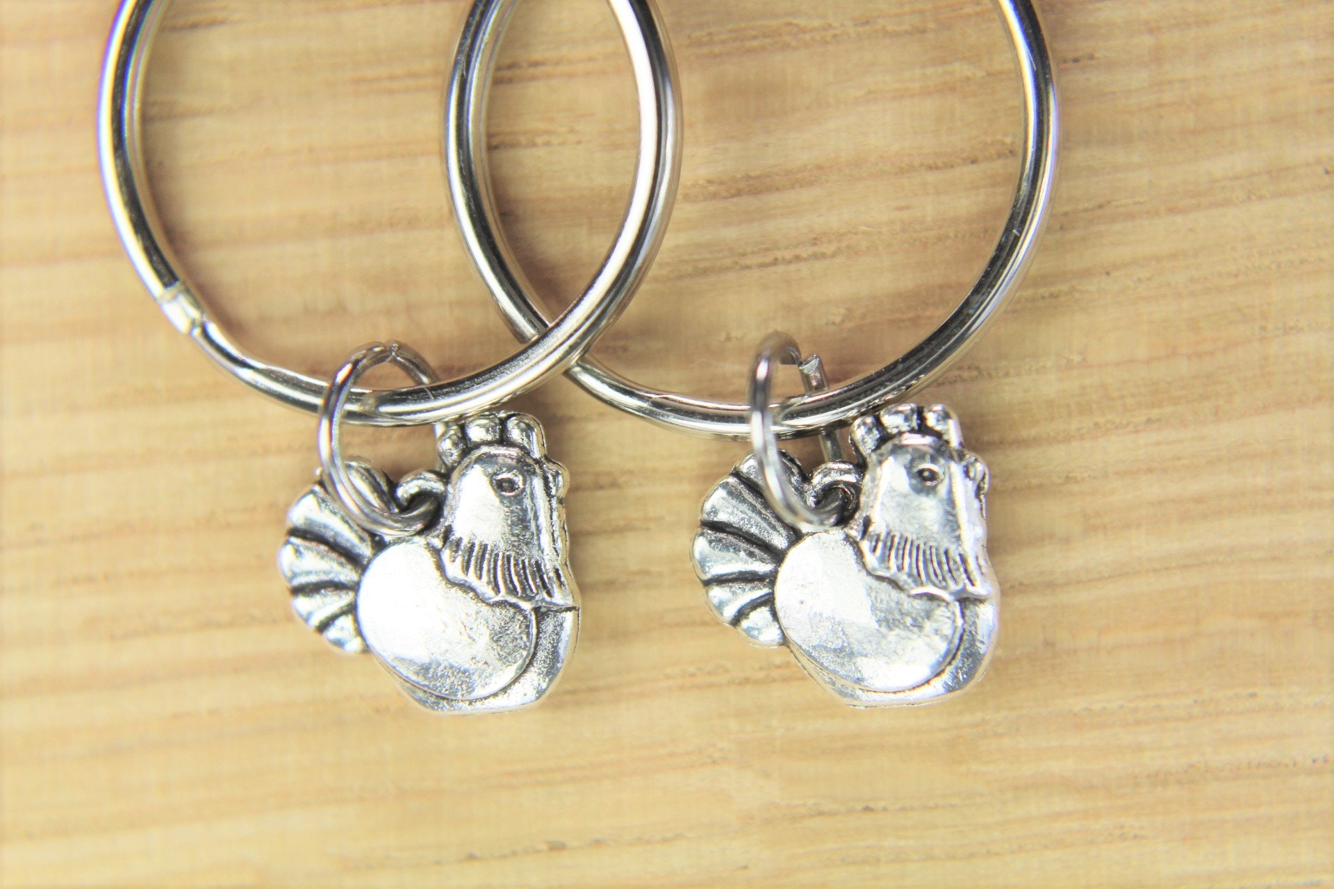 Set of 2 Silver Chicken Charm Keychain Chicken Keychain Hen - Etsy UK