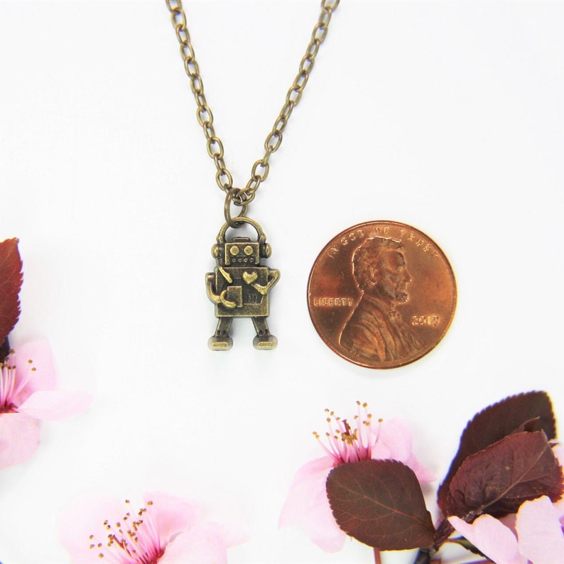 Bronze Robot Charm Engineer Jewelry Engineer Necklace Robot - Etsy