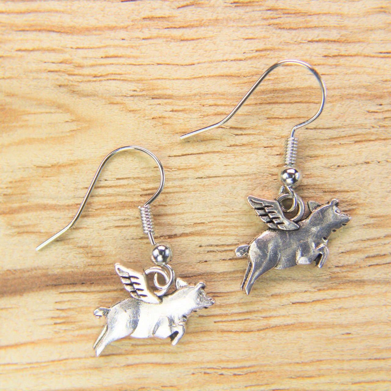 Sliver Flying Pig Earrings Flying Pig Earrings Flying Pig Jewelry Pig ...