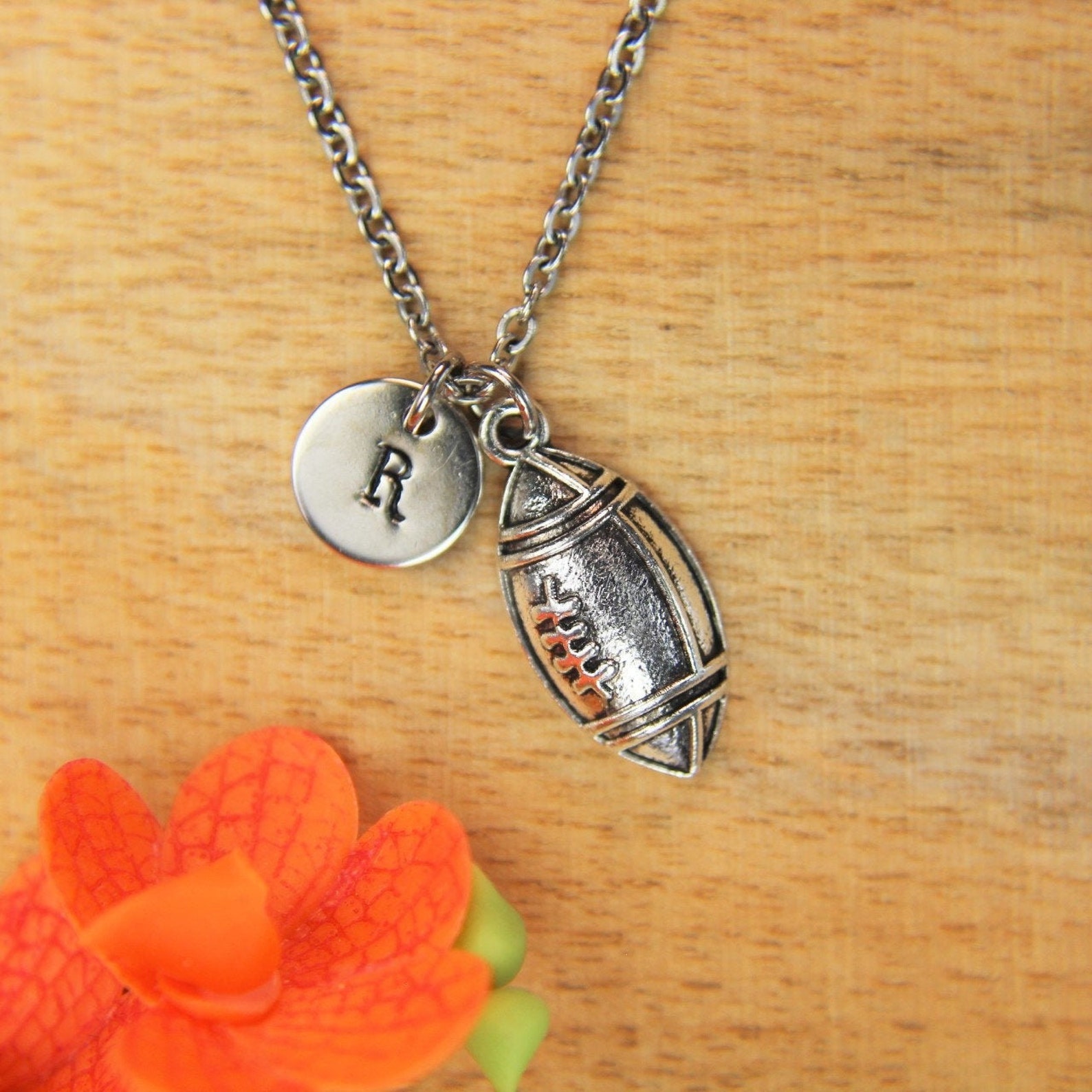 Rugby Necklace Silver Rugby Charm Necklace Sport Gift | Etsy