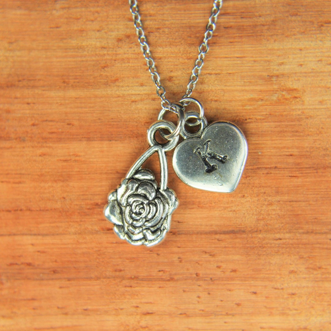 Rose Charm Silver Rose Flower Necklace Flower Charm Necklace Rose Gift ...