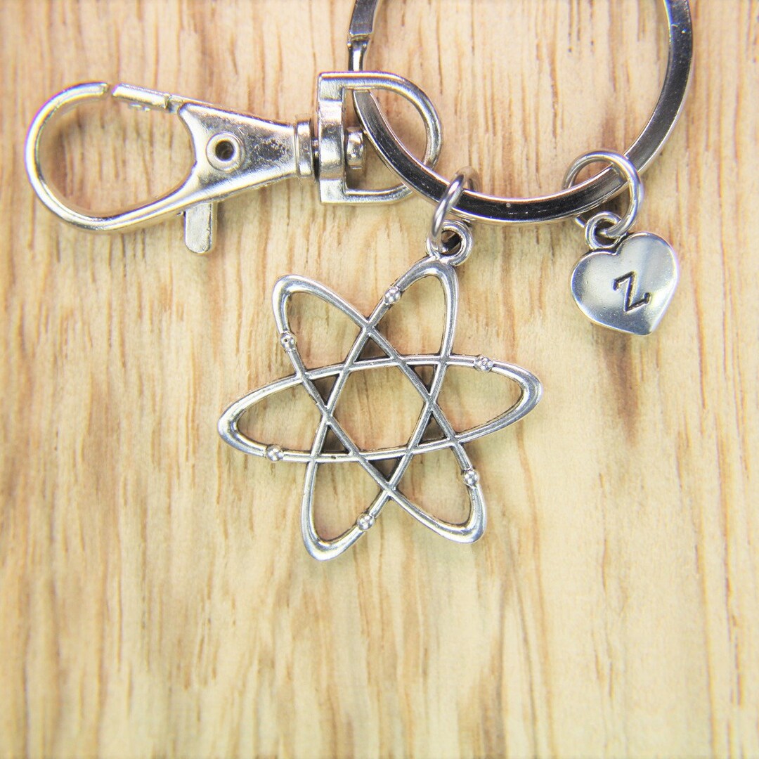 Silver Atom Charm Keyring Science Teacher Gift Atomic Symbol Gift ...