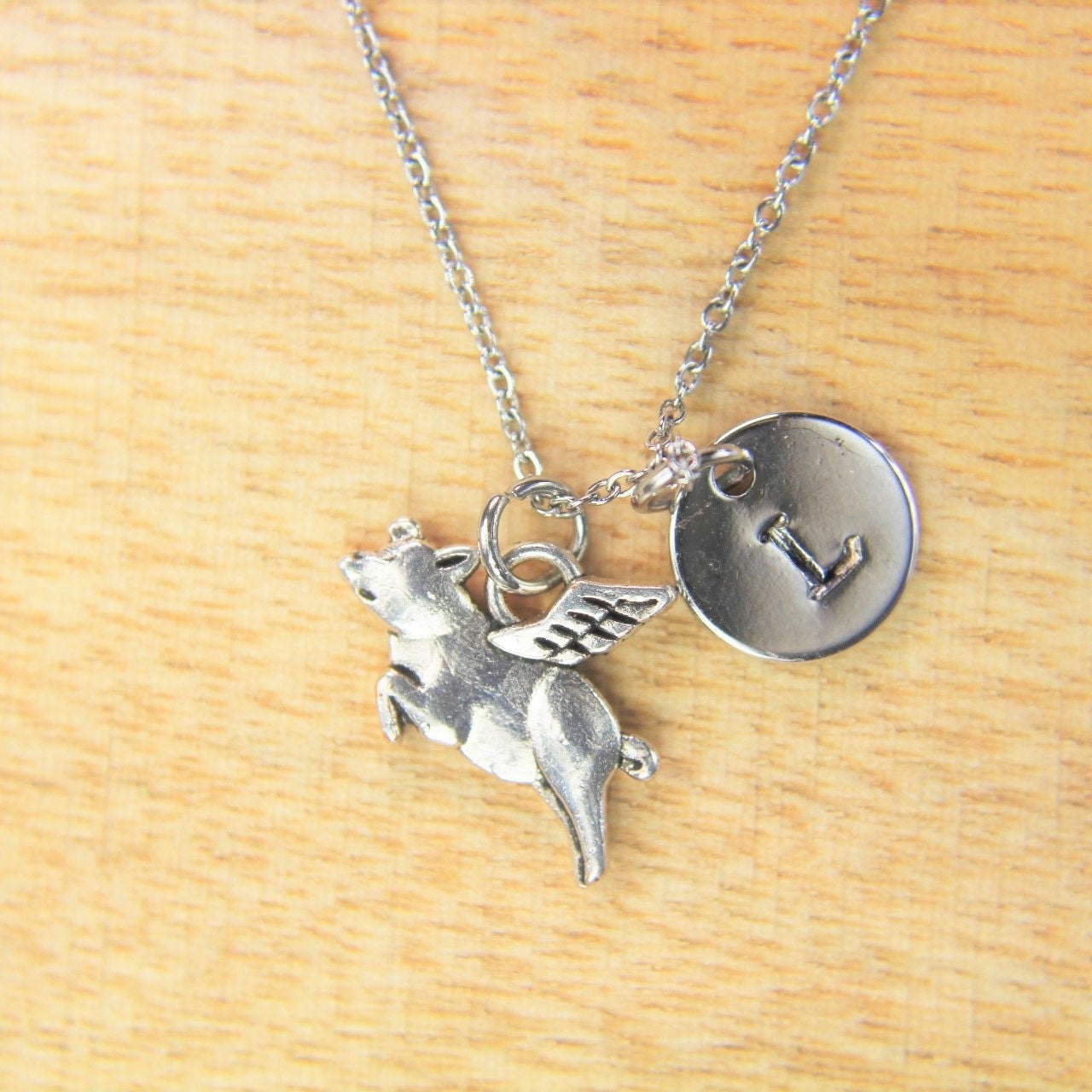 Silver Flying Pig Charm Necklace Animal Charm Pet Gift Flying - Etsy