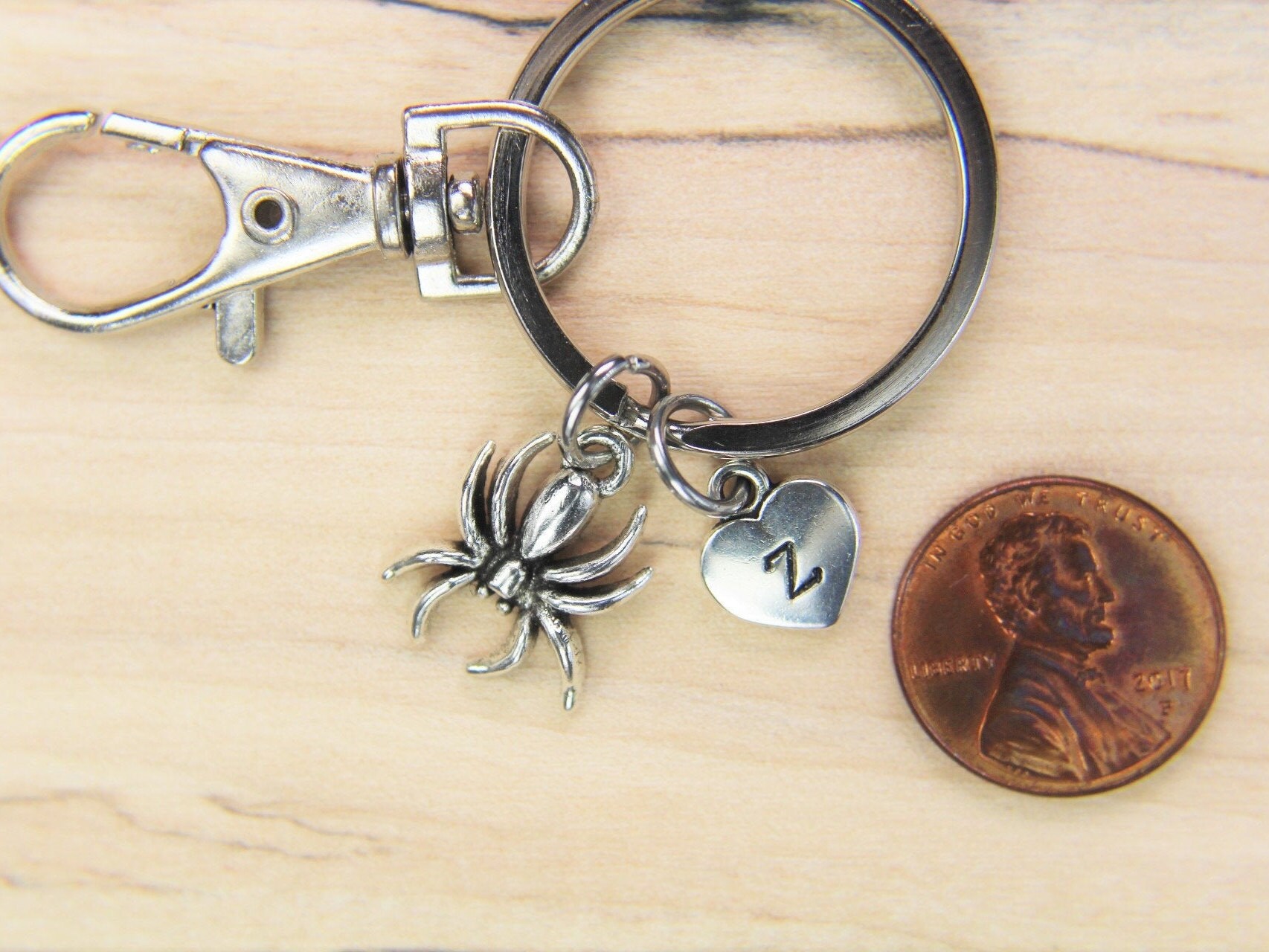Spider Charm Keychain Silver Spider Charm Keychain Spider | Etsy