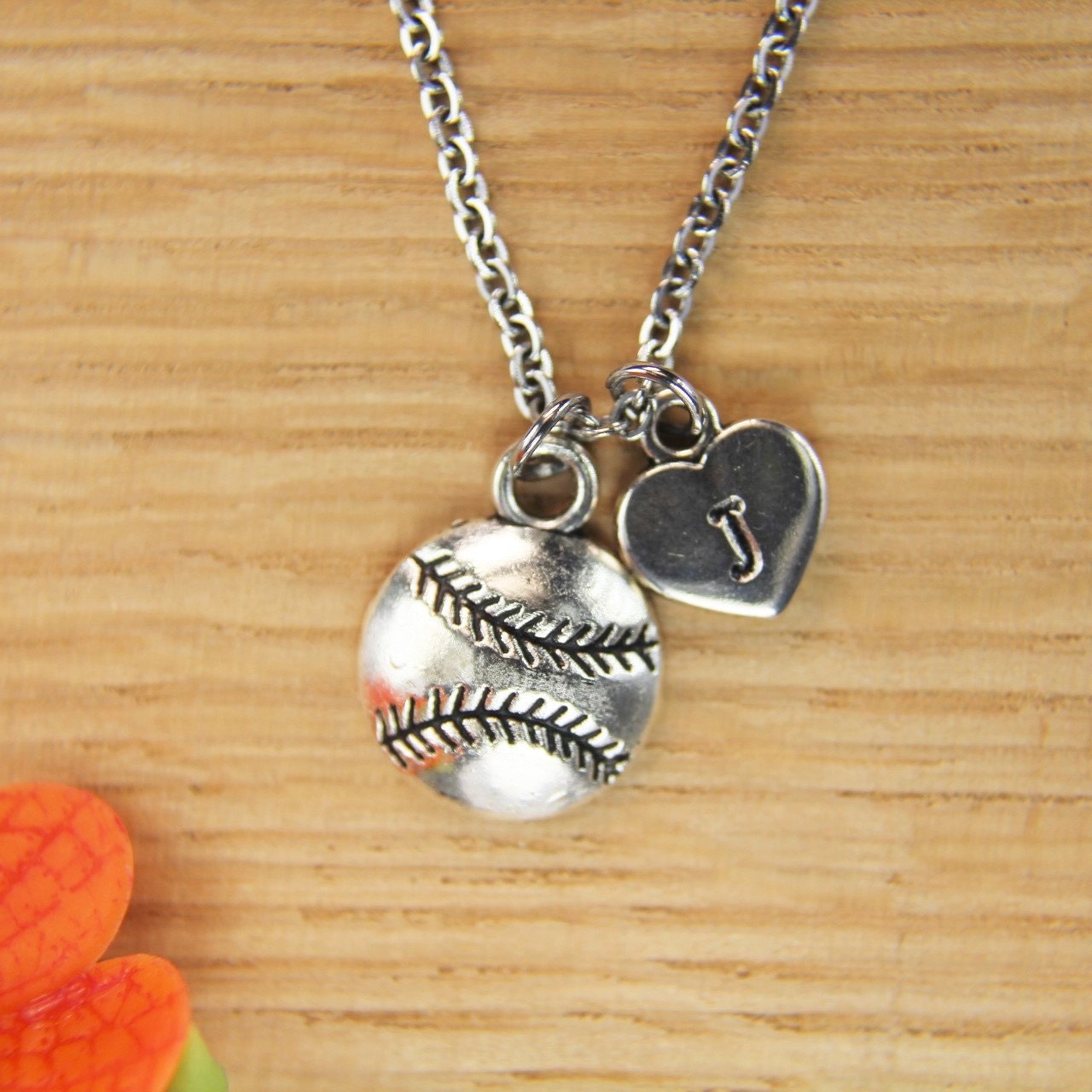 Christmas Gift Softball Charm Silver Softball Necklace | Etsy