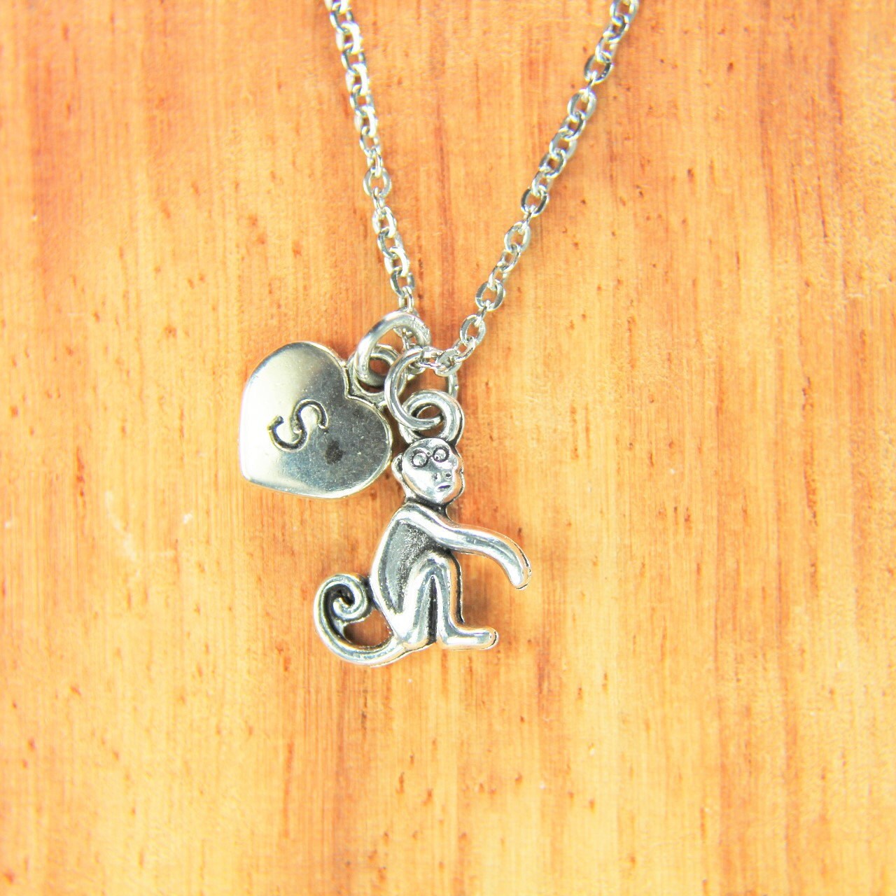Monkey Necklace Silver Monkey Charm Necklace Mild Monkey Gift Cute ...