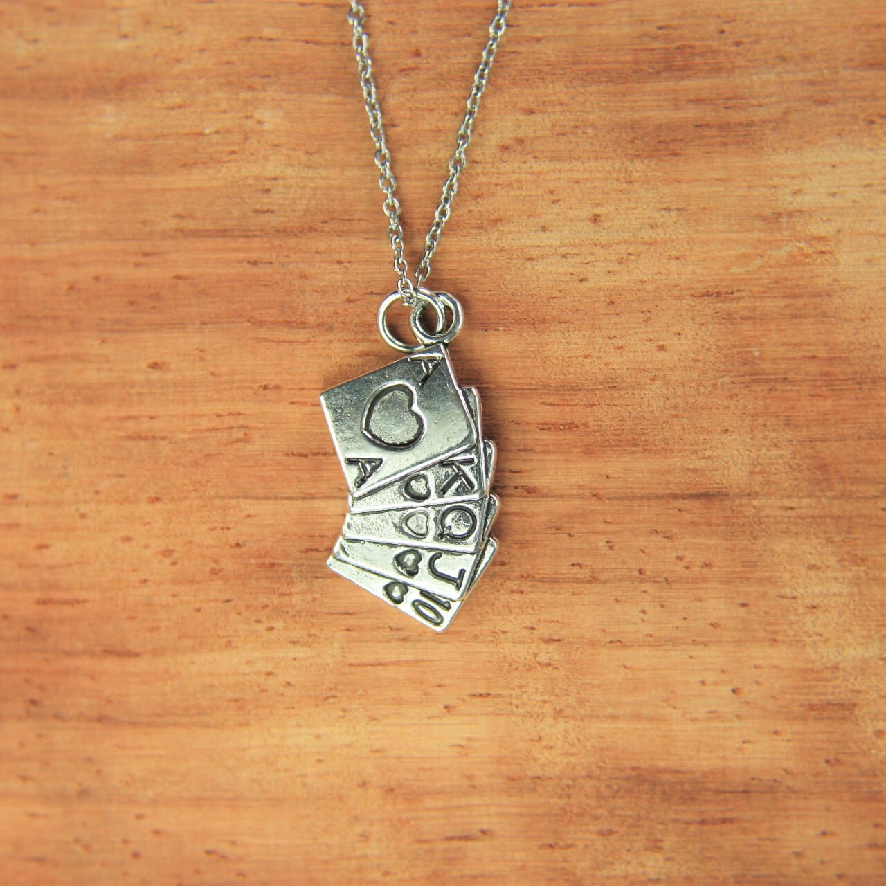 Playing Card Necklace Silver Playing Card Charm Necklace Poker Gift ...