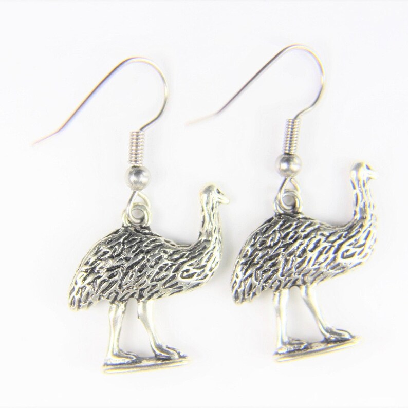 Silver Ostrich Earrings Animal Gift Ostrich Charm Ostrich - Etsy