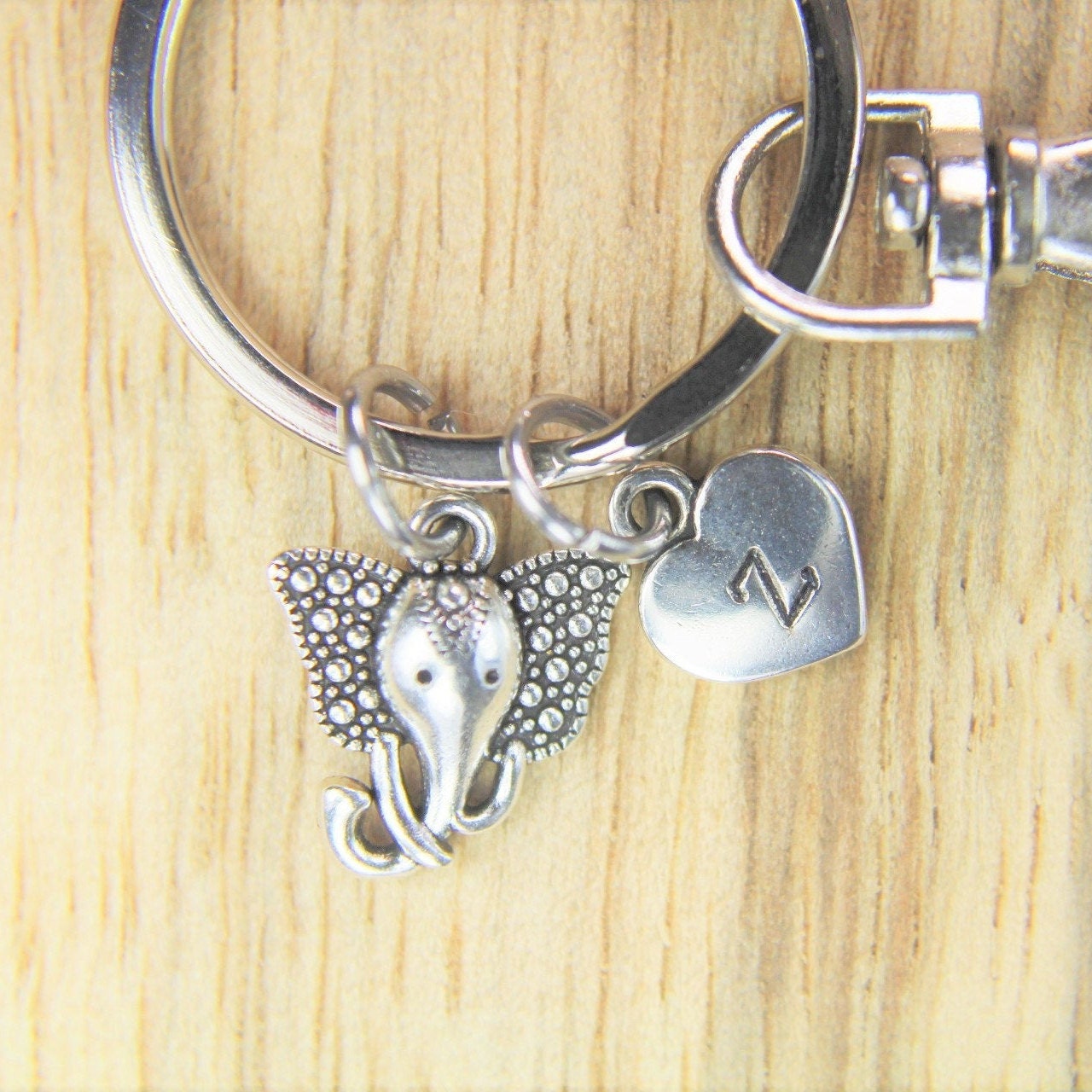 Elephant Head Keychain Silver Elephant Head Charm Keychain - Etsy