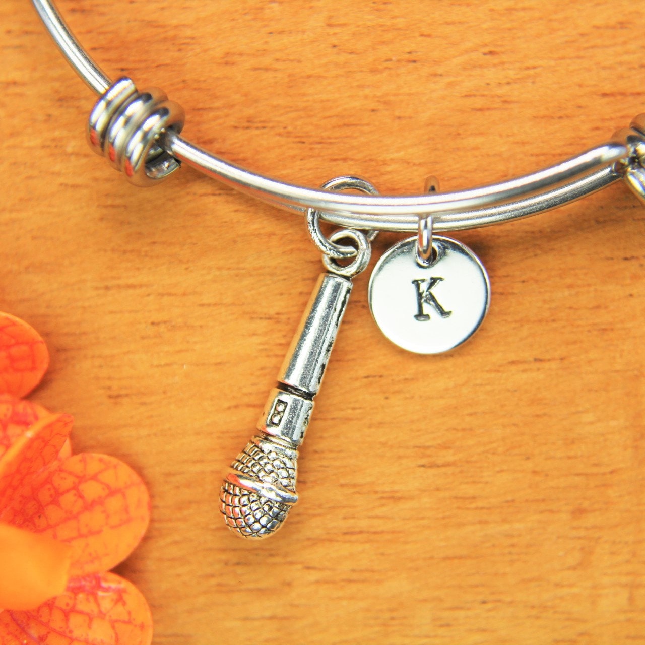 Microphone Bracelet Silver Microphone Charm Bracelet | Etsy