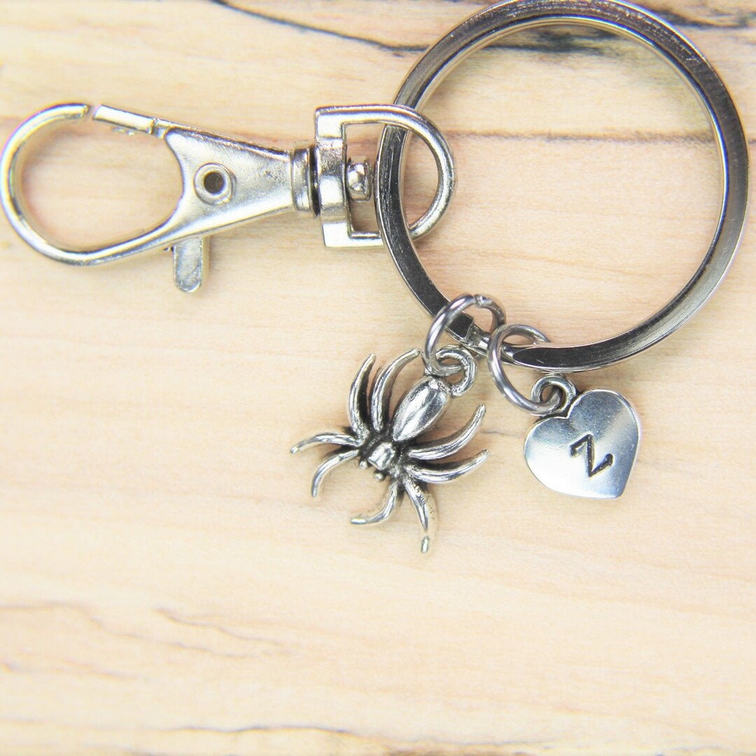 Spider Charm Keychain Silver Spider Charm Keychain Spider Keychain ...