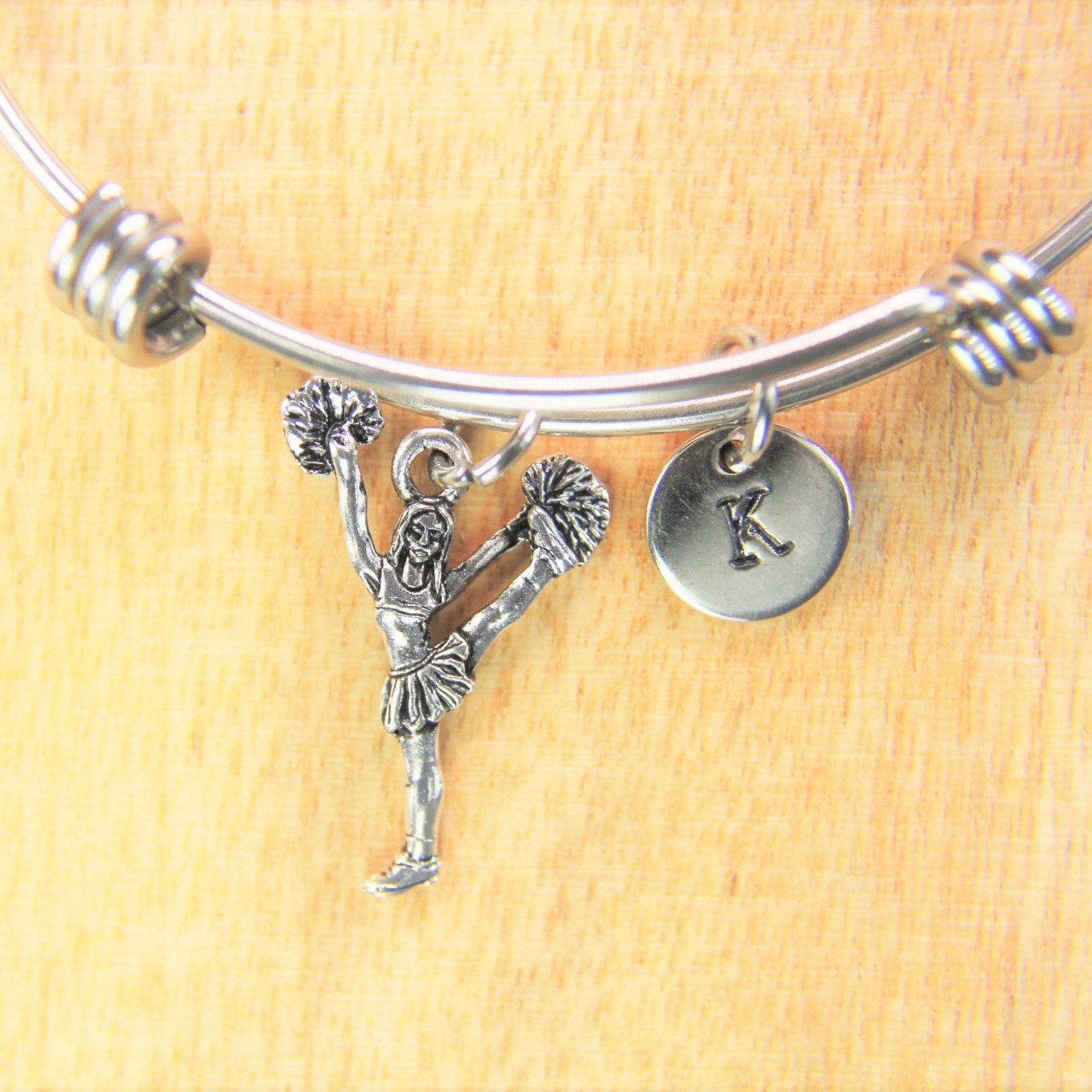 Cheering Charm Bracelet Silver Cheering Charm Bangle Cheering | Etsy