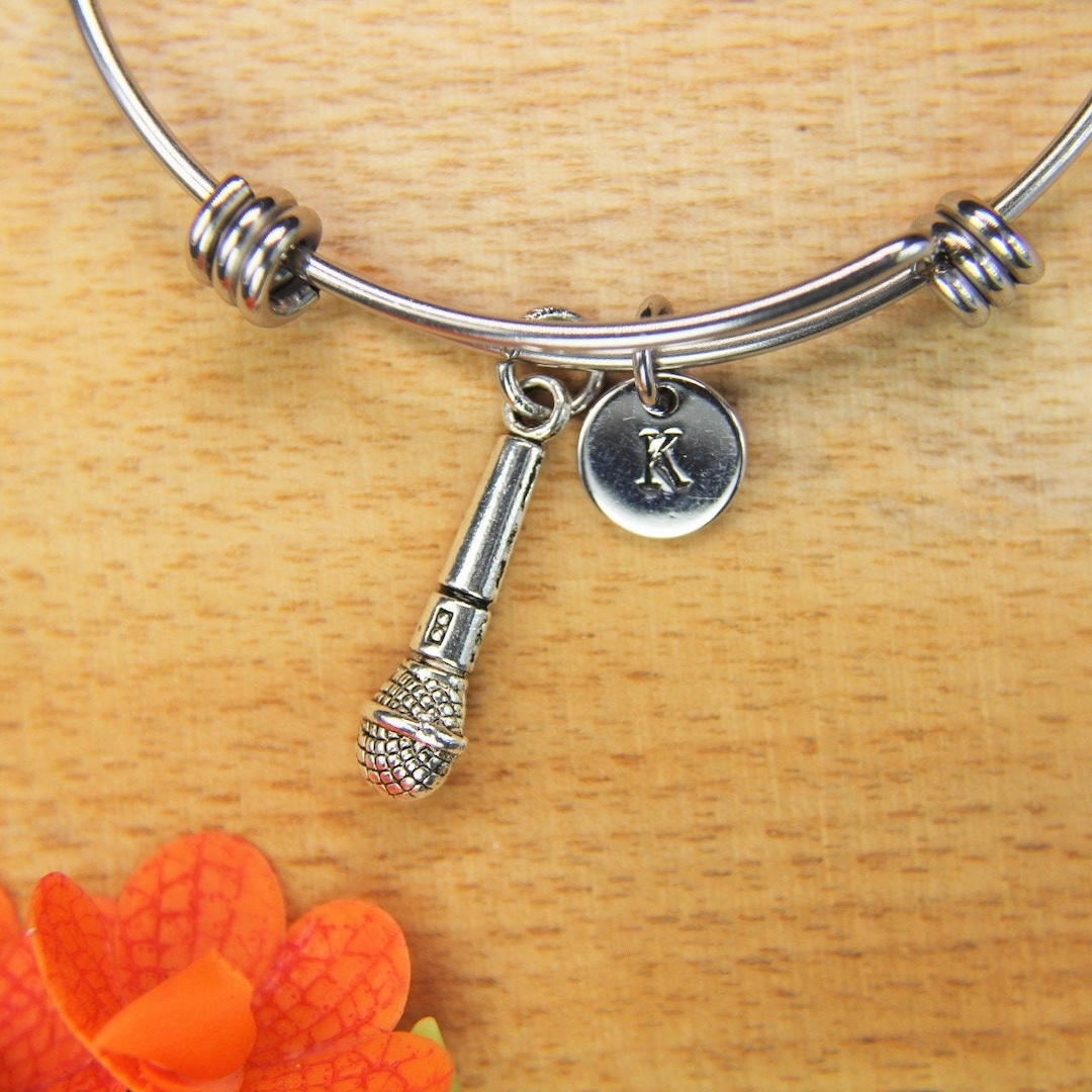 Microphone Bracelet Silver Microphone Charm Bracelet Microphone Charm ...