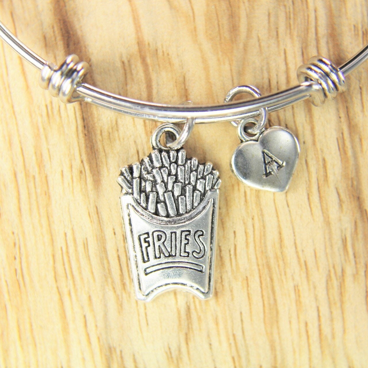 Silver French Fries Charm Bangle Potato Chips Charm French - Etsy