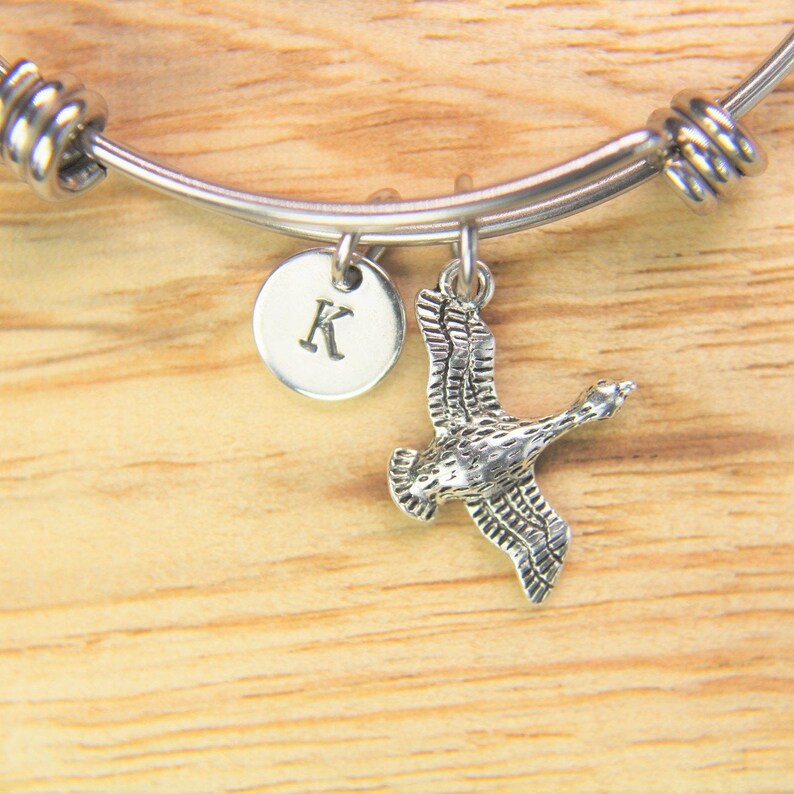 Silver Goose Charm Bracelet Flying Bird Charm Bangle Duck Charm Bird ...
