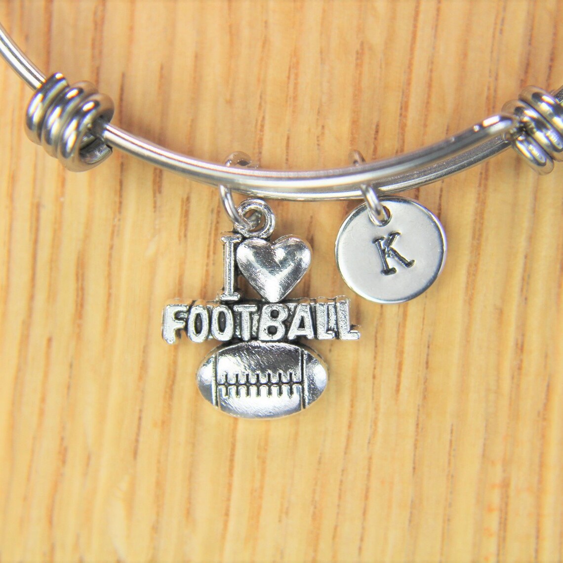 I Love Football Bangle Football Bracelet Football Charm Football ...