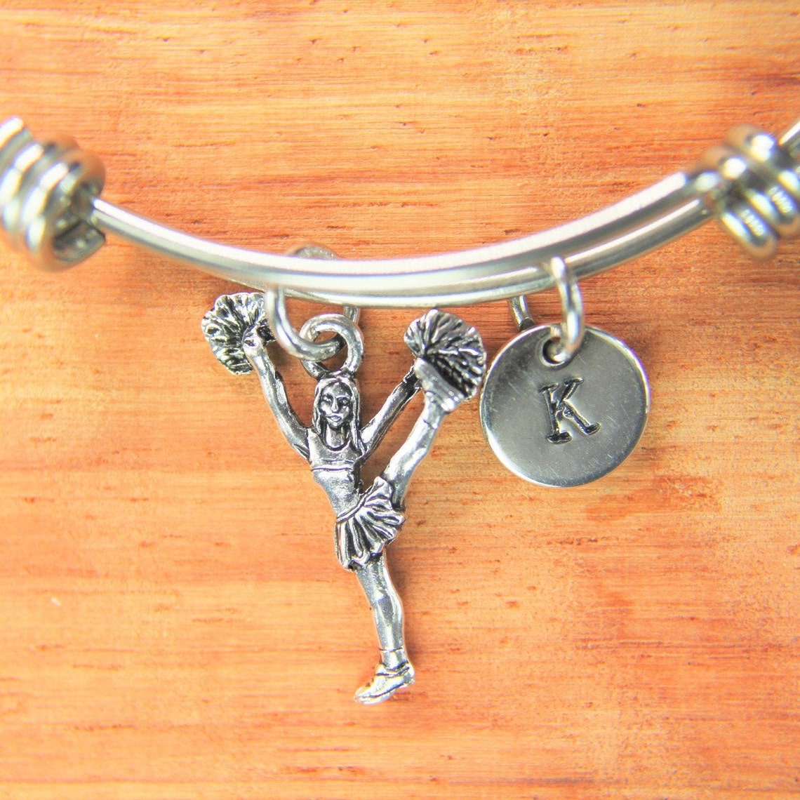 Cheering Charm Bracelet Silver Cheering Charm Bangle Cheering Gift ...