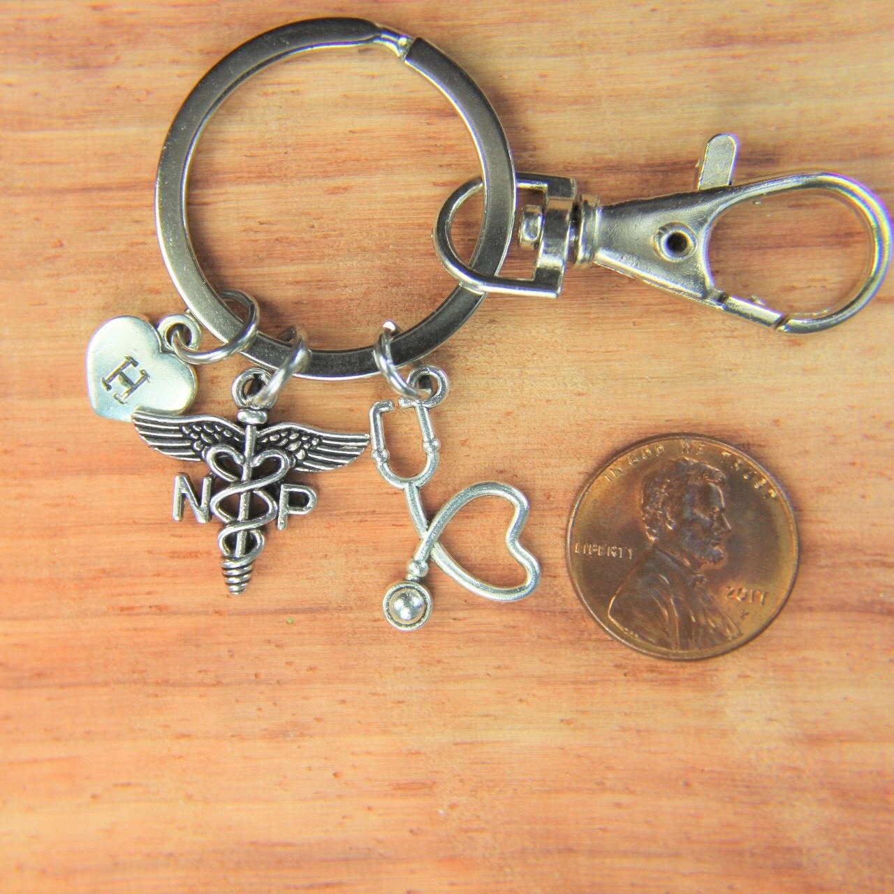 NP Caduceus Charm Keychain Caduceus Charm Keychain Nurse Gift - Etsy