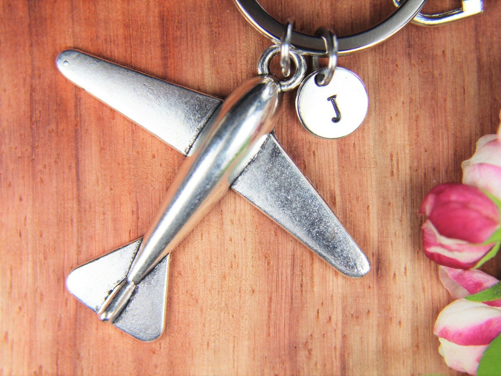 Silver Plane Charm Keychain Plane Charm Mom Gift Traveler Charm Travel ...