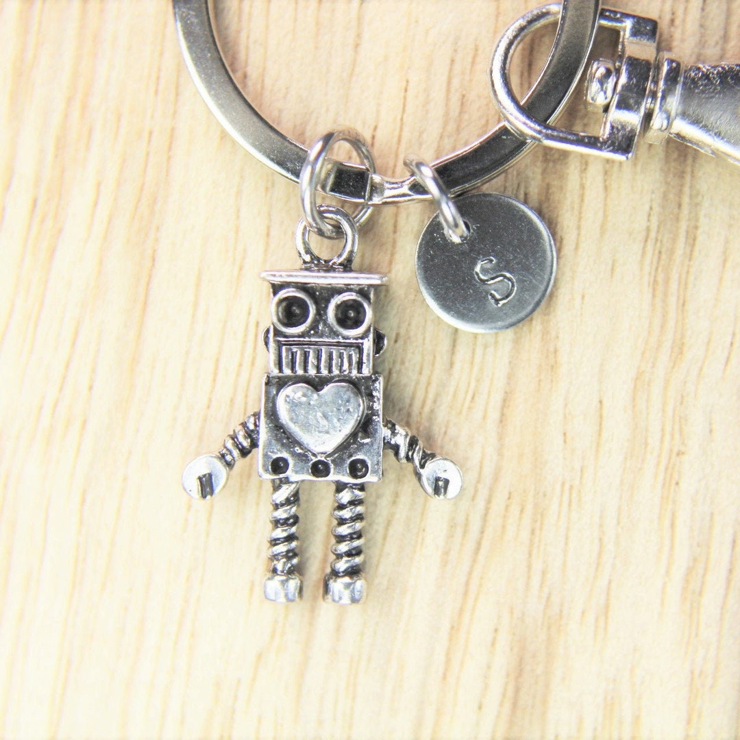 Silver Robot Charm Keychain Robot Charm Keychain Robot Pendant Robot ...