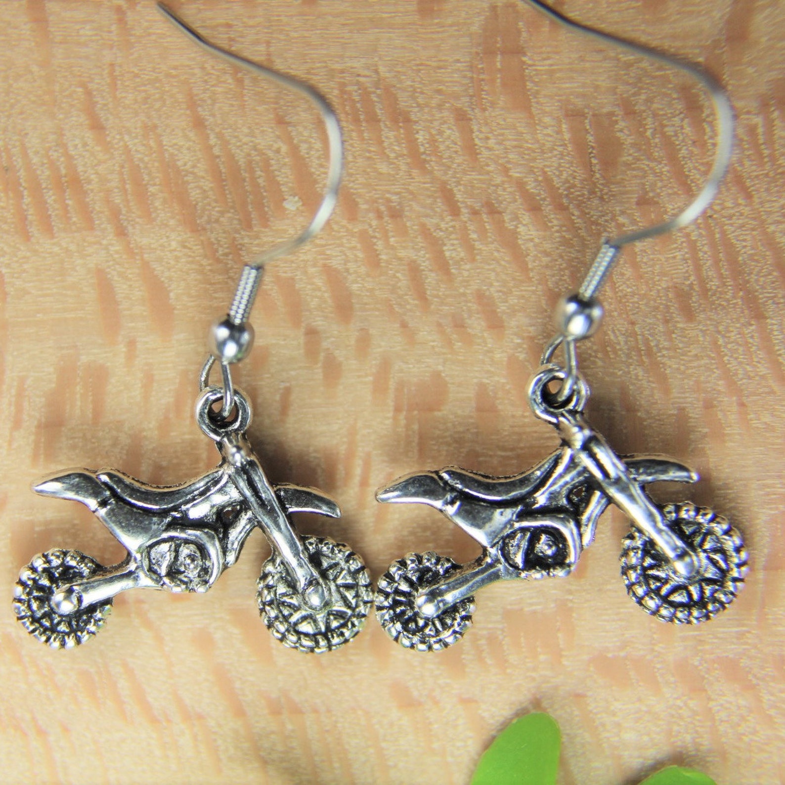 Dirt Bike Earrings Silver Motocross Rider Charm Earrings - Etsy