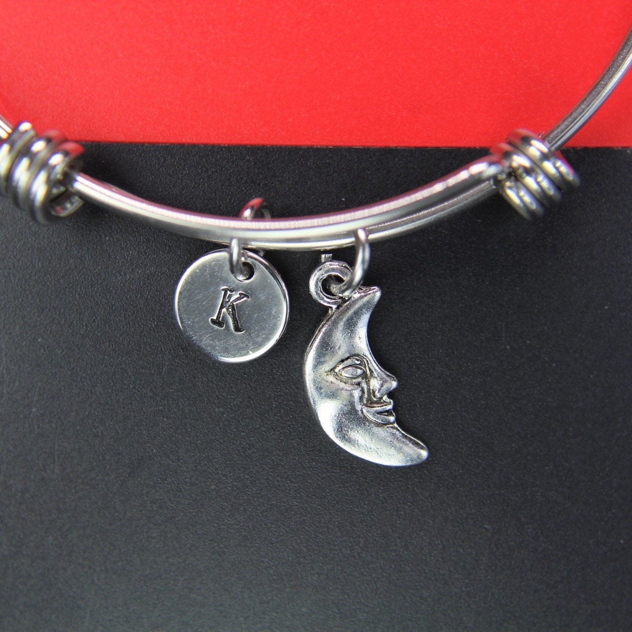 Moon Face Bracelet Moon Face Drop Bangle Eclipse Gift Moon Pendant ...