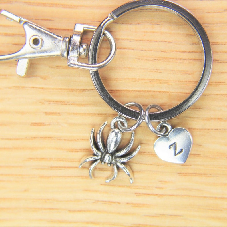 Spider Charm Keychain Silver Spider Charm Keychain Spider | Etsy