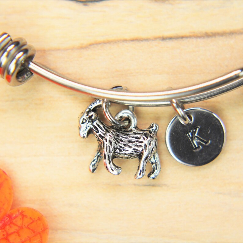 Silver Goat Charm Bracelet Goat Charm Bangle Goat Charm Goat - Etsy