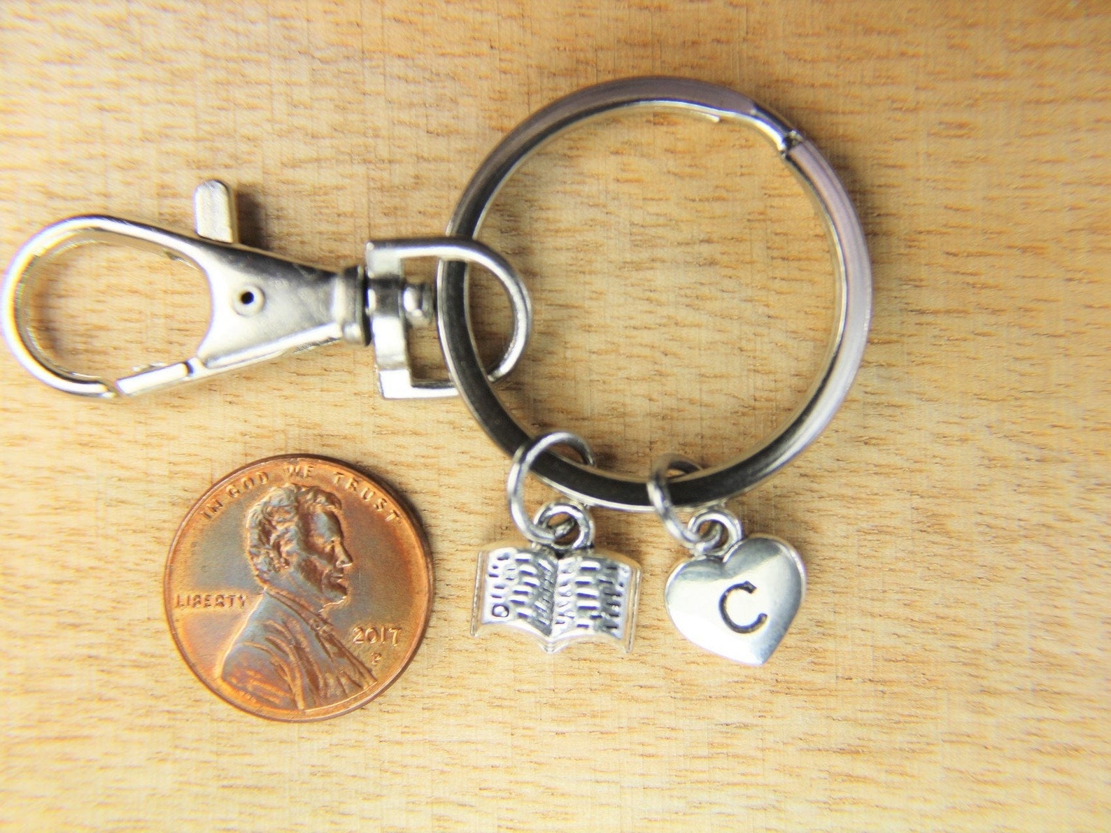 Silver Open Book Charm Keychain Open Book Charm Keychain - Etsy