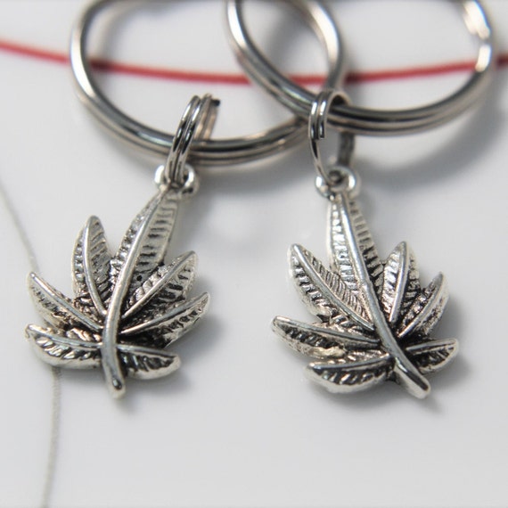 Pot Leaf Charm Keychain Silver Pot Charm Leaf Jewelry Best | Etsy