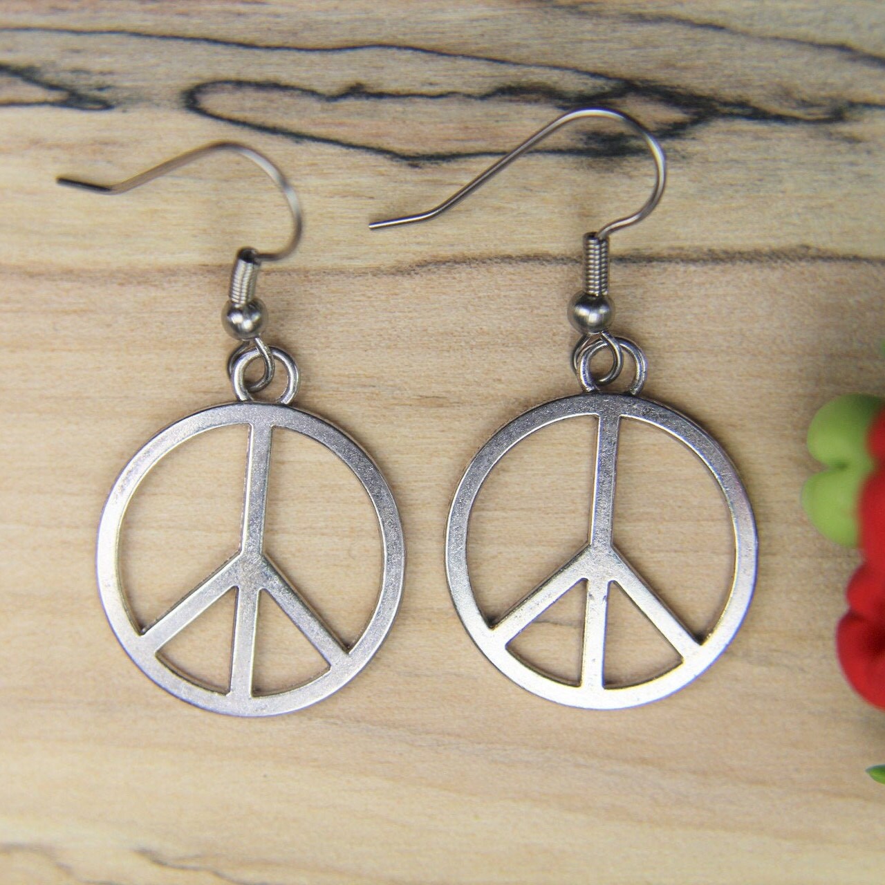 Sliver Peace Sign Earrings Peace Sign Earrings Peace Sing - Etsy