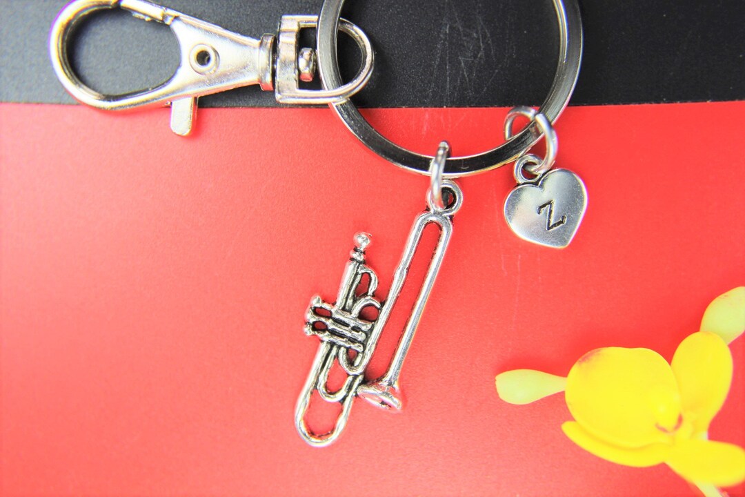 Trombone Charm Silver Trombone Charm Musical Instrument Charm Keychain ...