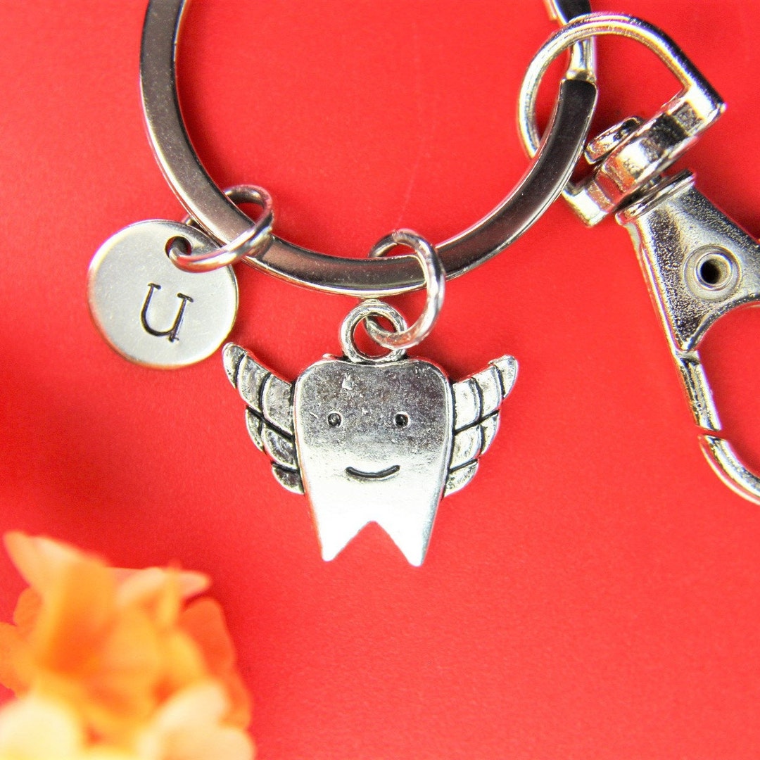 Tooth With Wing Charm Silver Tooth Charm Keyring Dental Hygienist Gift ...