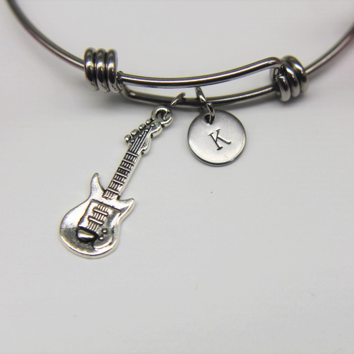 Guitar Charm Bracelet Music Gift Silver Guitar Charm Bangle Guitar Gift ...