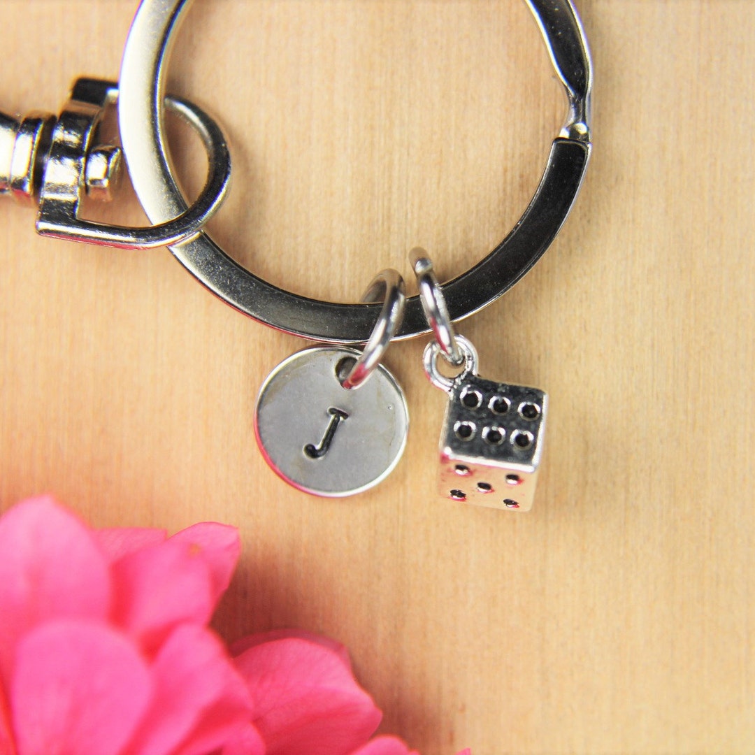Silver Dice Charm Keyring Dice Charm Keychain Bunco Charm Bunco Gift ...
