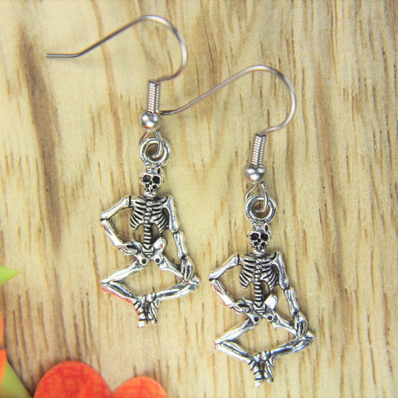 Skeleton Charm Skeleton Charm Earrings Skeleton Pendant Silver | Etsy