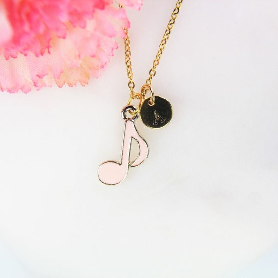 Best Christmas Gift Pink Musical Note Necklace Music Note | Etsy