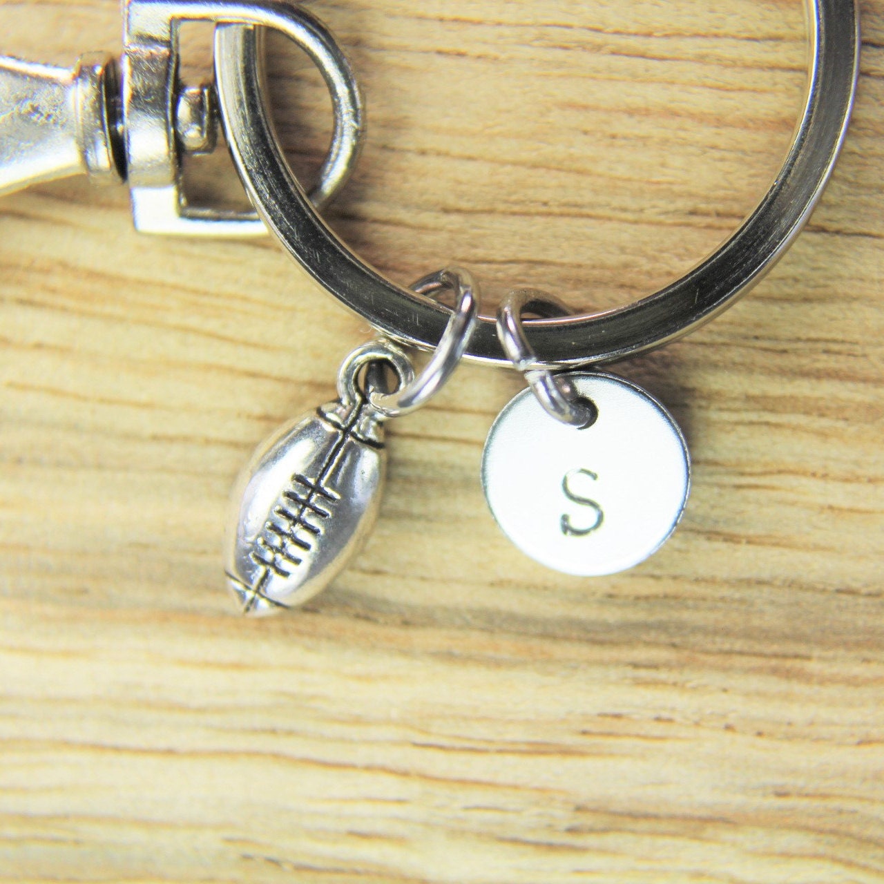Silver Football Charm Keychain Football Keychain Football Key - Etsy.de