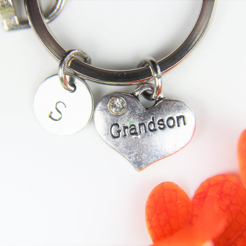 Silver Grandson Charm Keychain Family Charm Keychain Grandson Pendant ...