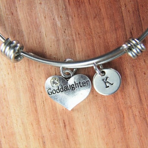 Goddaughter Bracelet Silver Goddaugther Charm Bangle Daughter Jewelry ...