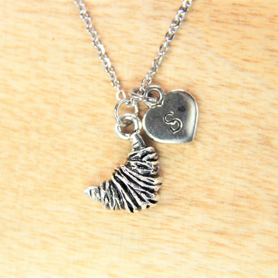 Croissant Charm Silver Croissant Charm Necklace Bakery Charm Food Charm ...
