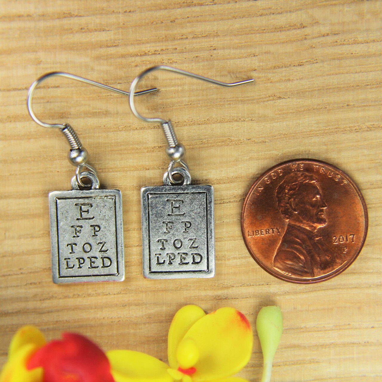 Silver Eye Care Charm Earrings Eye Chart Charm Vision Charm Earrings ...