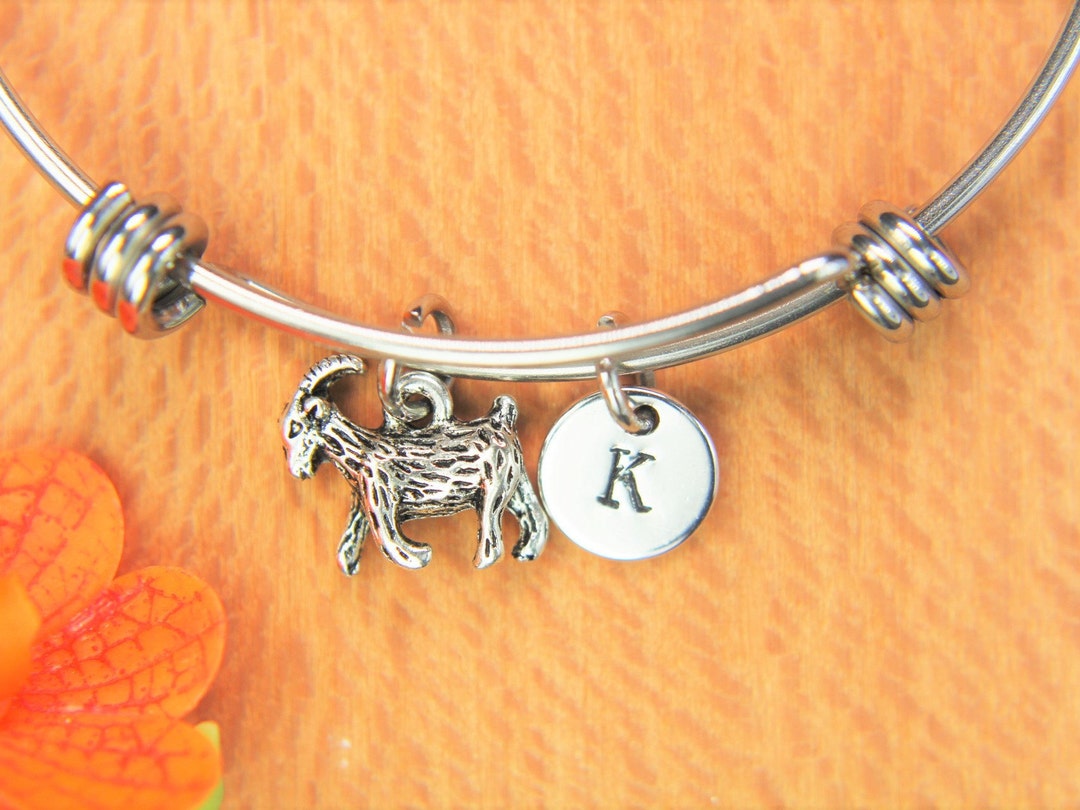 Silver Goat Charm Bracelet Goat Charm Bangle Goat Charm Goat Jewelry ...
