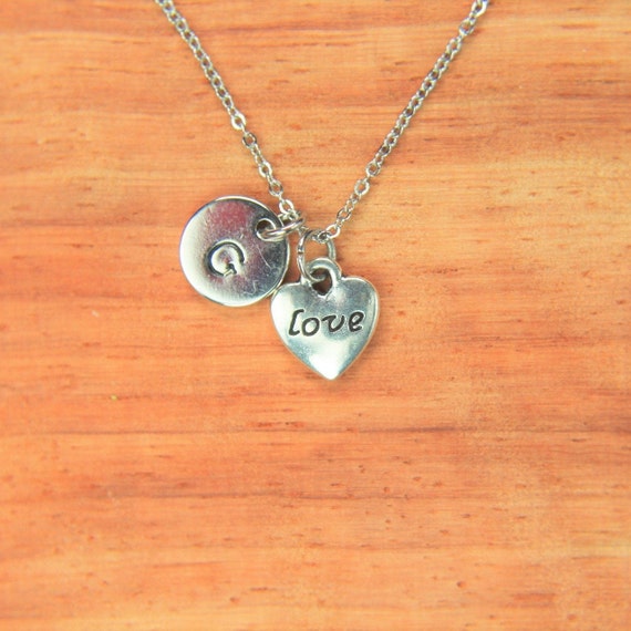 Silver Love Charm Necklace Love in Heart Gift Valentine's | Etsy