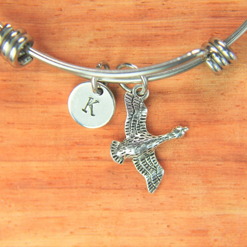 Silver Goose Charm Bracelet Flying Bird Charm Bangle Duck | Etsy