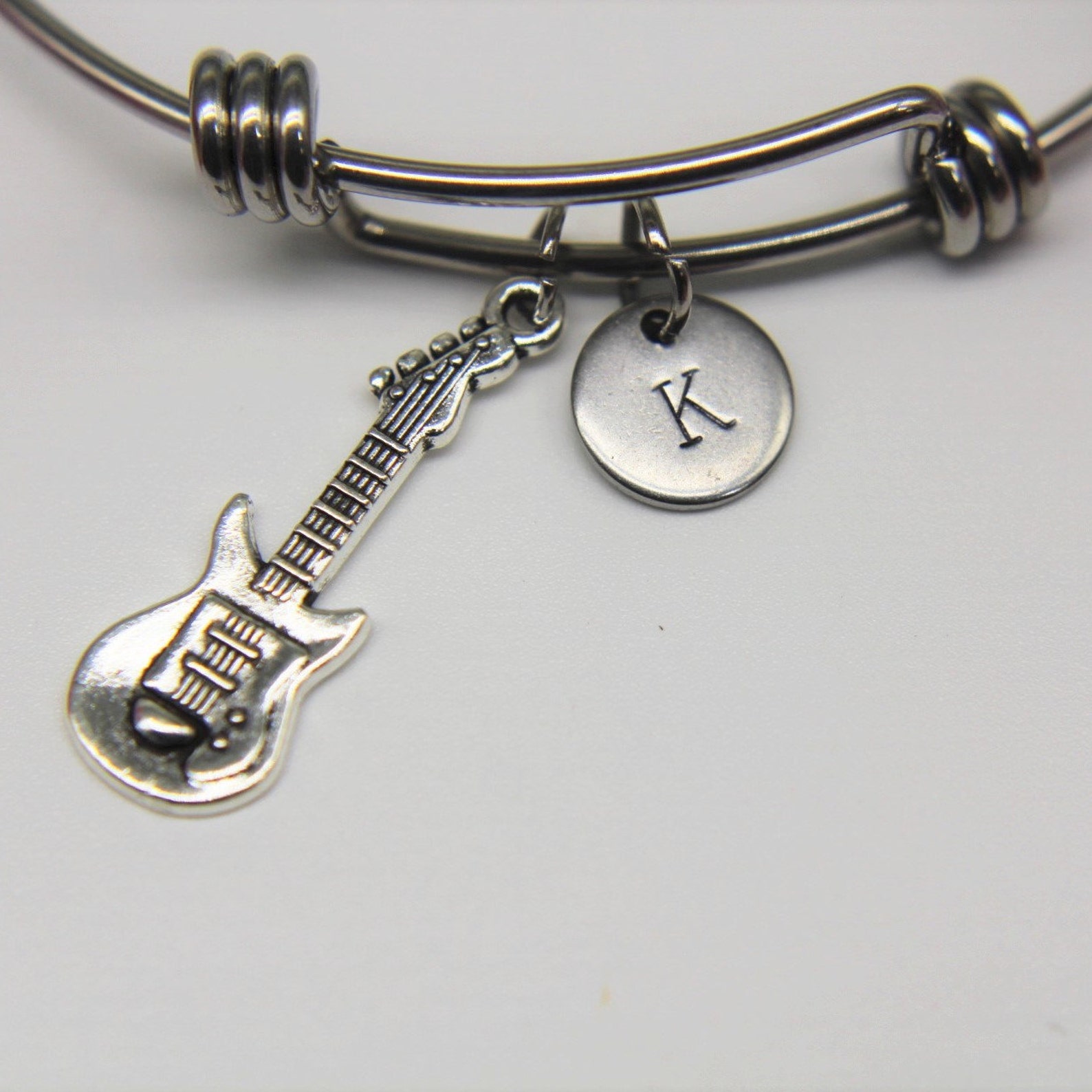 Guitar Charm Bracelet Music Gift Silver Guitar Charm Bangle Guitar Gift ...