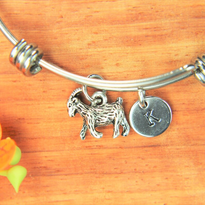 Silver Goat Charm Bracelet Goat Charm Bangle Goat Charm Goat - Etsy