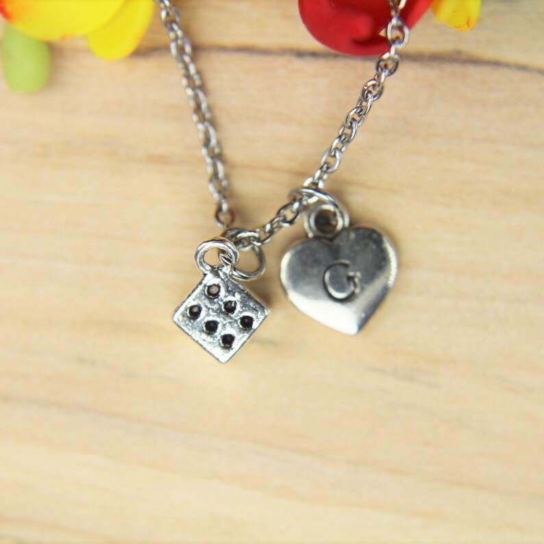 Dice Necklace Silver Dice Charm Necklace Gambling Pendant | Etsy